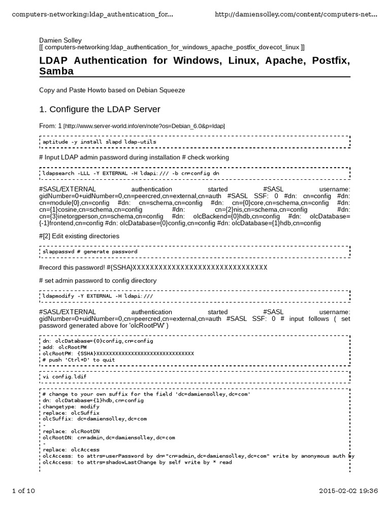 Ldap Authentication Config | PDF | Superuser | Utility Software