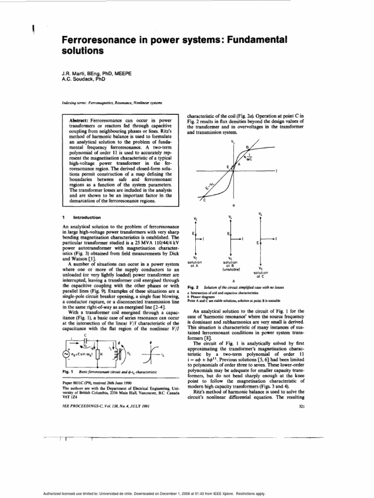 Ferroresonance in Power Systems | PDF | Transformer | Capacitor