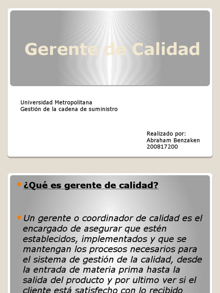 Funciones del Gerente de Calidad | PDF | Gestión de la calidad ...