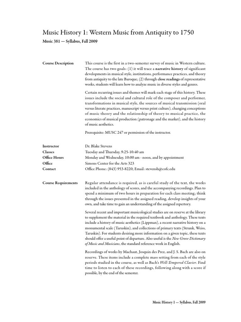 Music History 1: Western Music From Antiquity To 1750 | PDF | Baroque ...