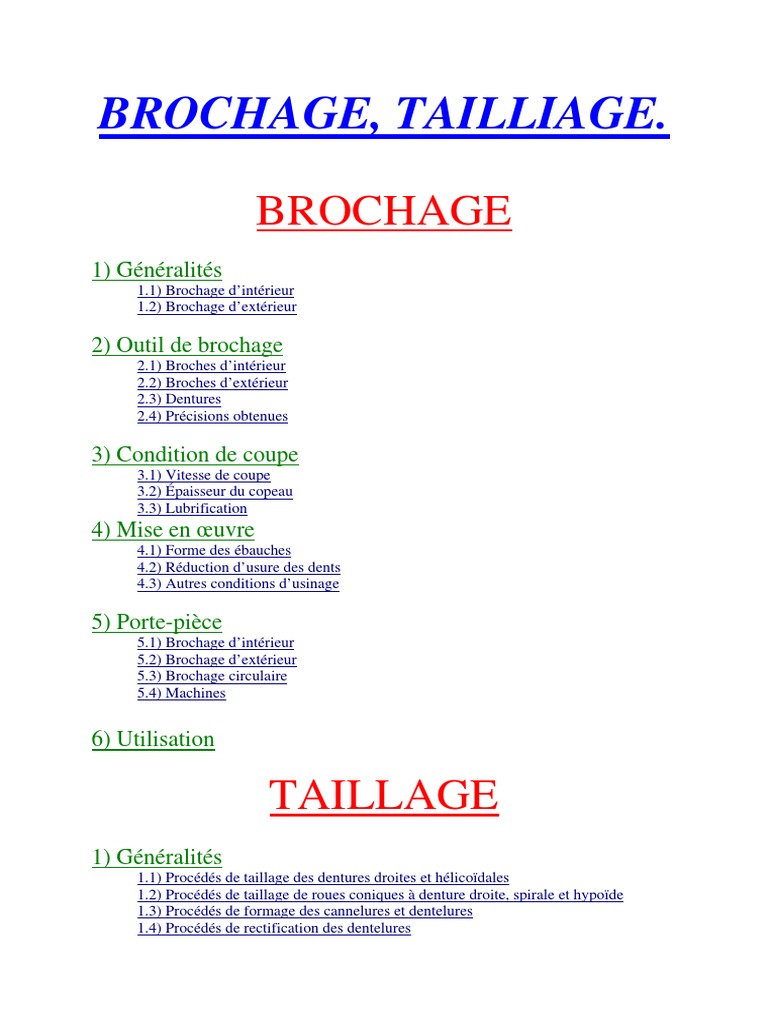 Techniques de Brochage et Taillage | PDF | Usinage | Processus industriels