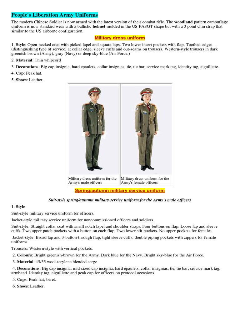 China PLA Uniforms - 2005 | PDF | Suit (Clothing) | Necktie