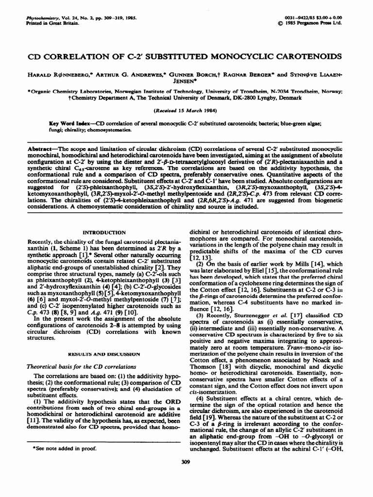 CD Correlation of C-2' Substituted Monocyclic Carotenoids | PDF ...