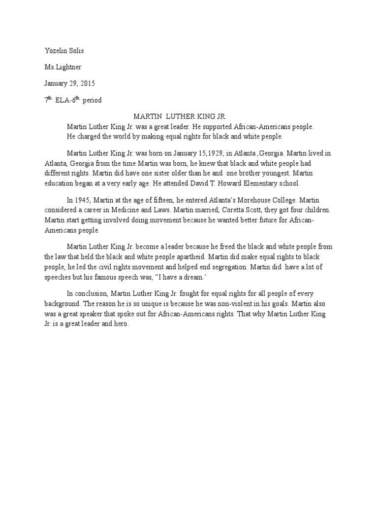 Martin Luther King Jr.: A Civil Rights Leader | PDF