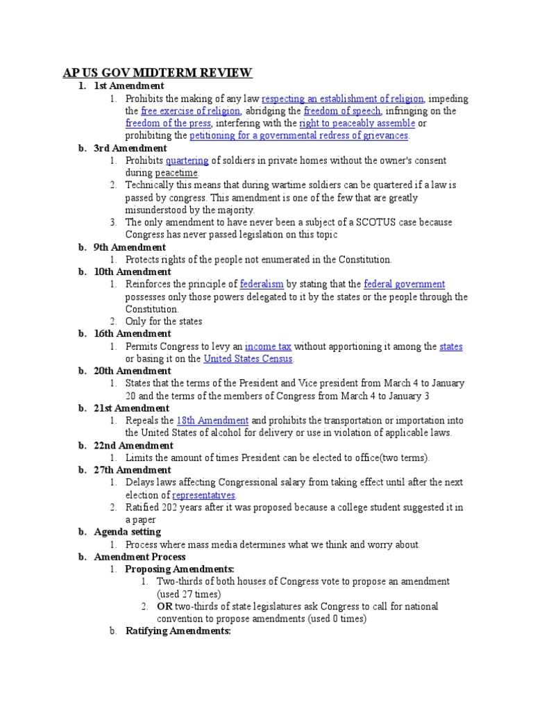 AP US Government and Politics Midterm Review | PDF | United States ...