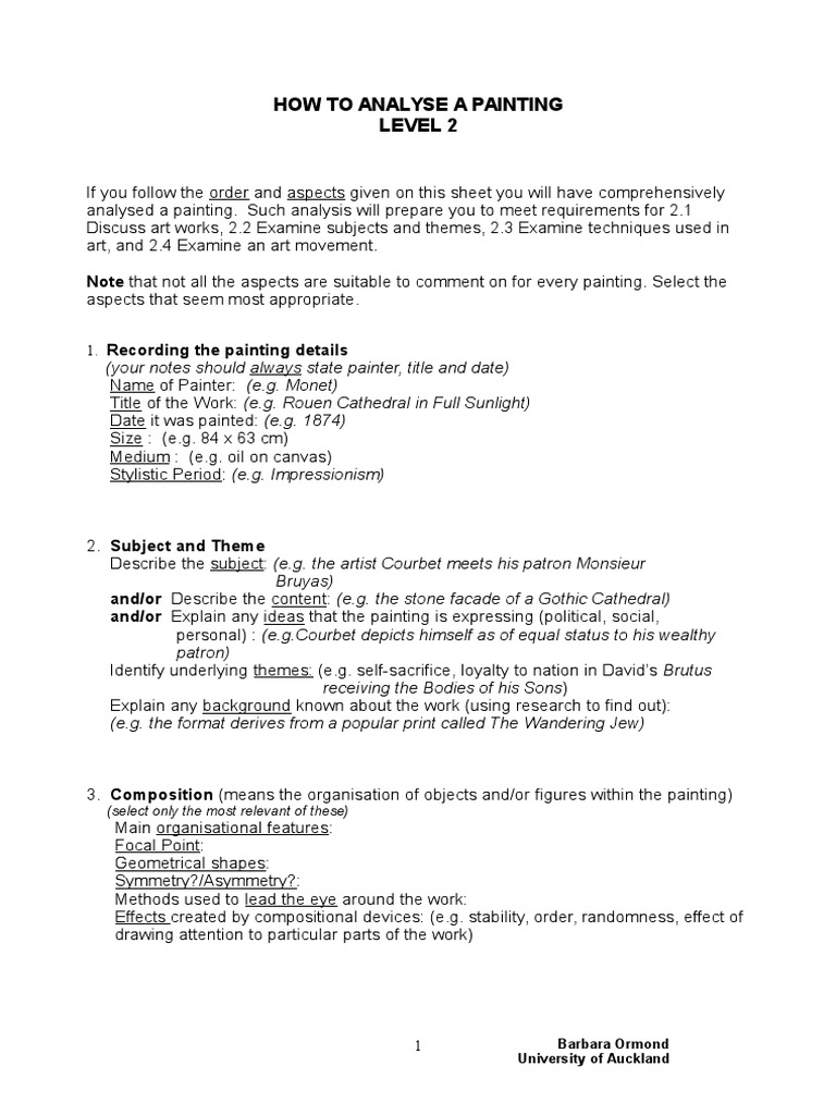 How To Analyse A Picture | PDF | Paintings | Perspective (Graphical)
