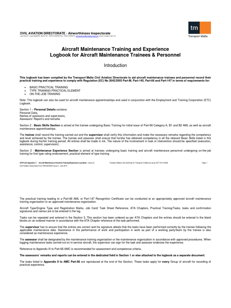 Logbook Transport Malta | PDF | Flight Control Surfaces | Landing Gear