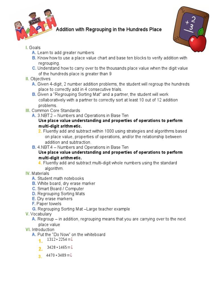 Adding with Regrouping: Hundreds Place | PDF | Subtraction | Arithmetic