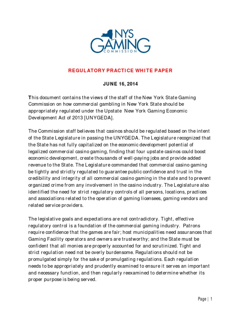 New York Casino Regulation Guidelines | PDF | Gambling | Problem Gambling