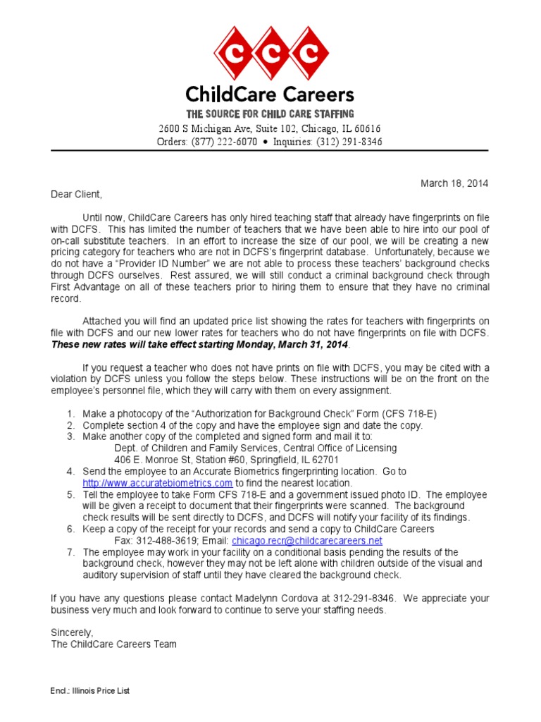 Chicago Letter | PDF | Fingerprint | Background Check