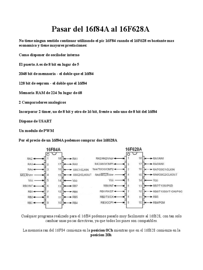 Pasar Del 16f84a Al 16F628A | PDF | Clases de computadoras | Microcontrolador