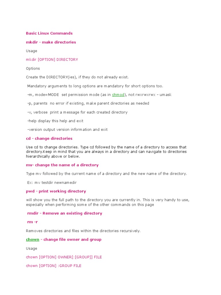 Basic Linux Commands Mkdir - Make Directories | PDF | File Transfer Protocol | Computer File