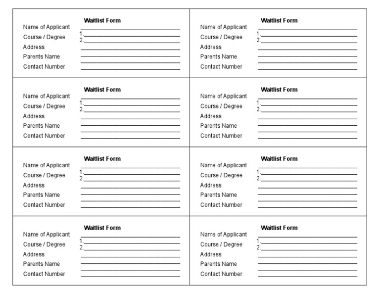 522 Waitlist Form | PDF | Career & Growth