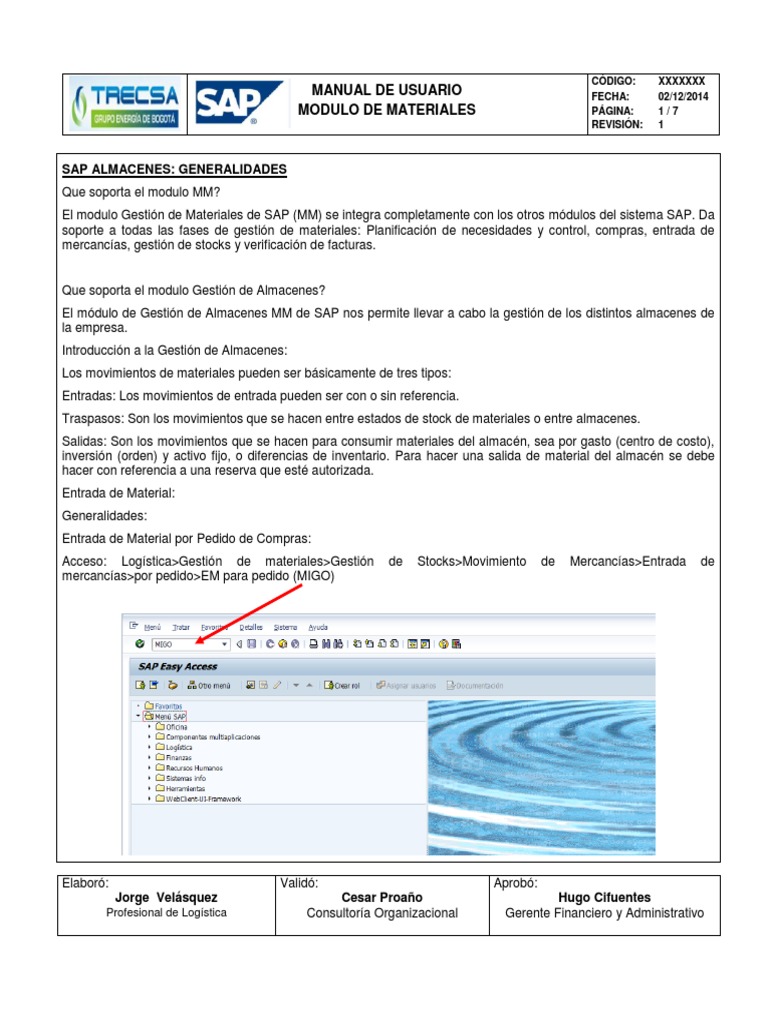 Manual de Usuario Sap Mm Jorge Velásquez | PDF | Almacén | Contabilidad