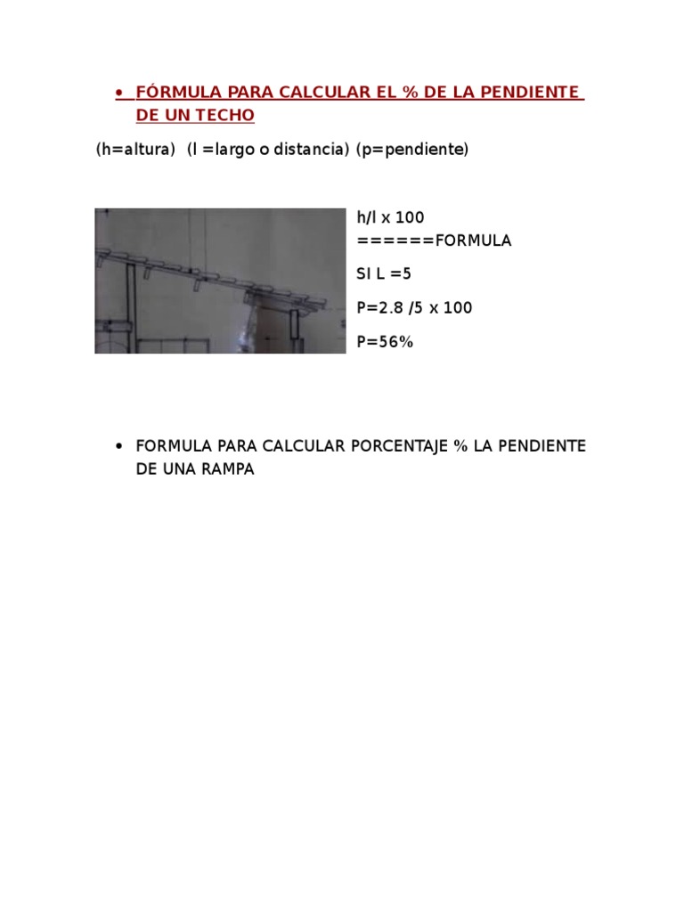 Fórmula para Calcular Pendientes y % | PDF | Pendiente | Geometria clasica