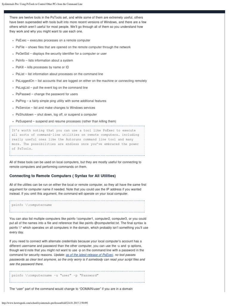 SysAdmin's Guide to PsTools | PDF | Command Line Interface | Windows ...