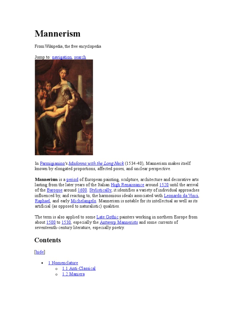 Mannerism | PDF | Style | Art Movements