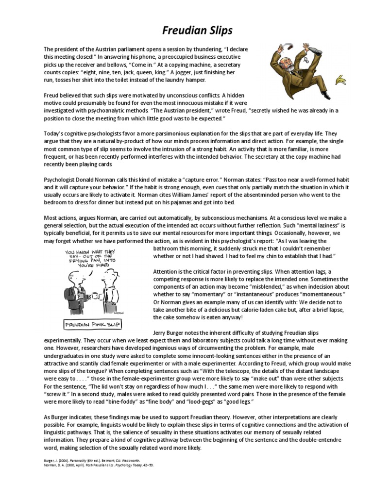 Freudian Slips | PDF | Unconscious Mind | Metaphysics Of Mind