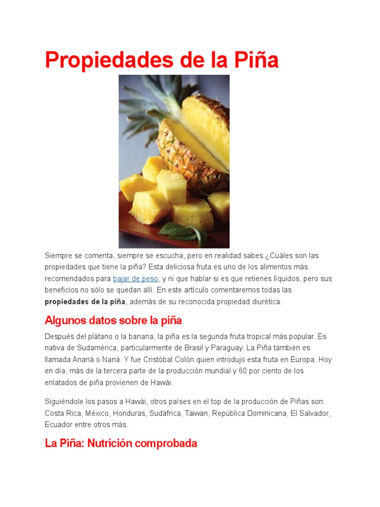 Propiedades de La Piña | PDF | Cultivos | Plantas Domesticadas