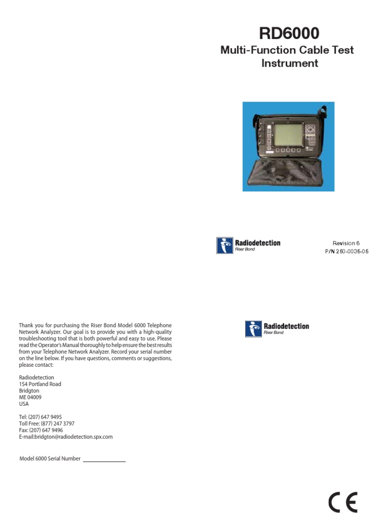 Riser Bond RD6000 Multi-Function Cable Test Instrument Operation Manual ...