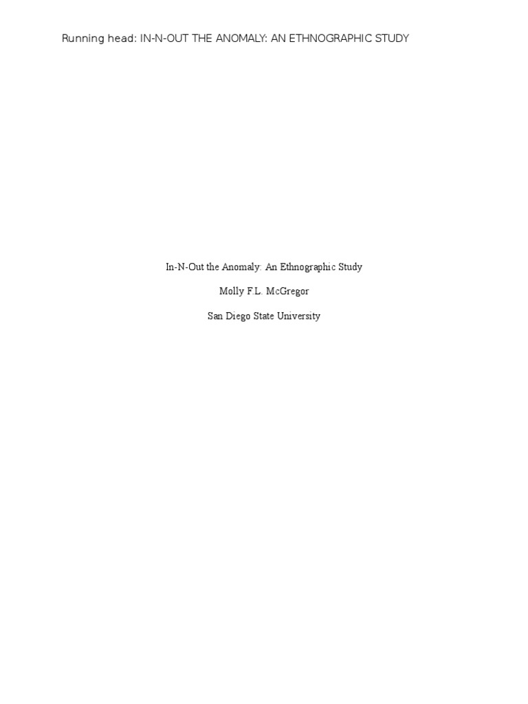 Ethnography Paper Pdf Fast Food Restaurants Hamburgers