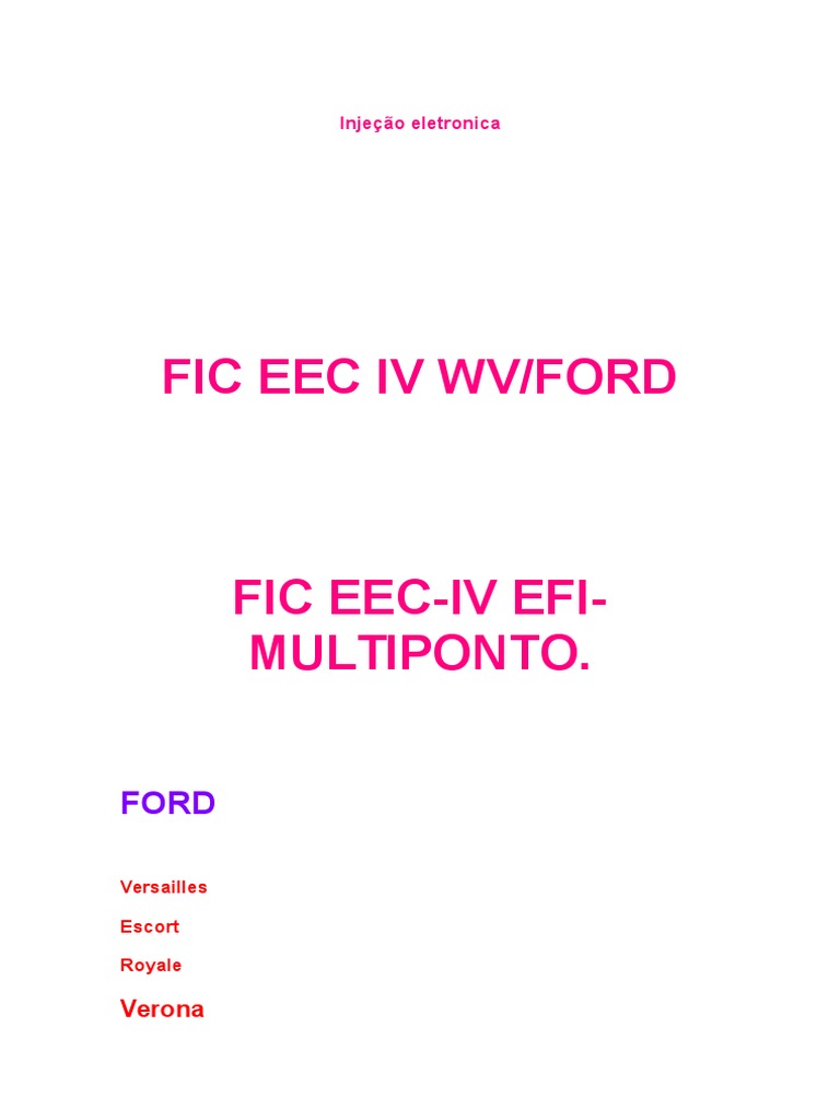 Modulo de Injeçao Ford FIC EEC4 Multiponto | PDF | Injeção eletrônica ...