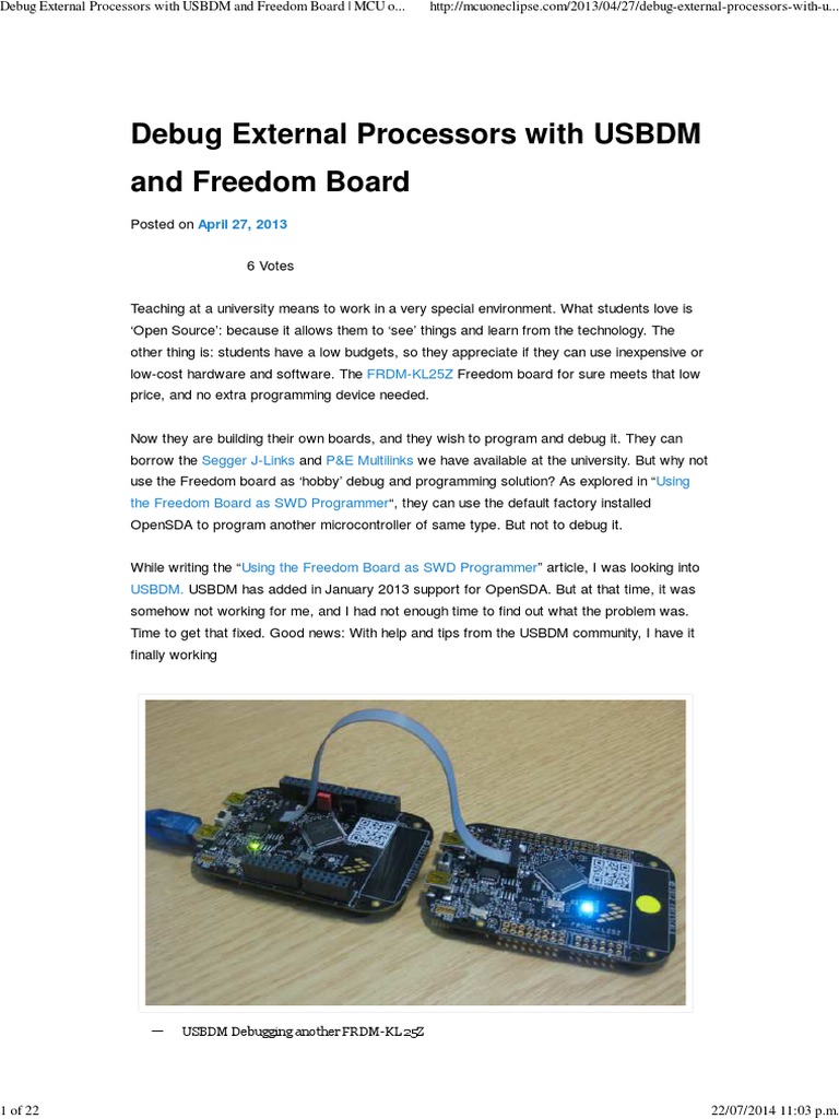 Debug External ProDebug External Processors With USBDM and Freedom ...
