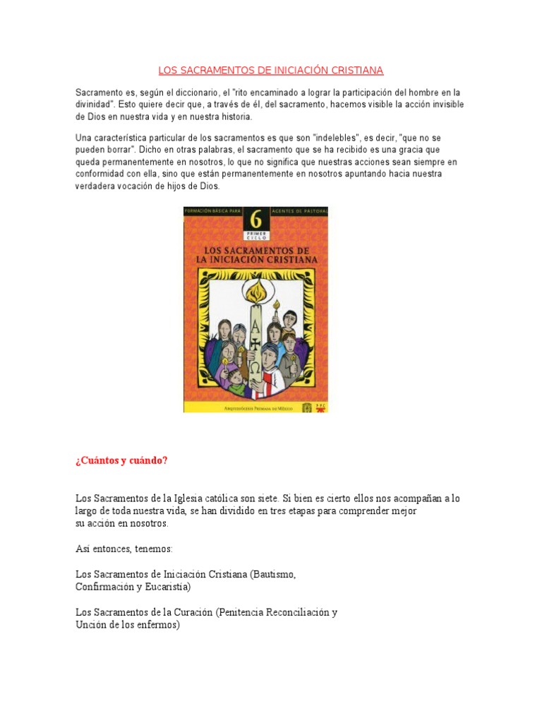 Los Sacramentos de Iniciación Cristiana | PDF | Confirmación | Sacramentos