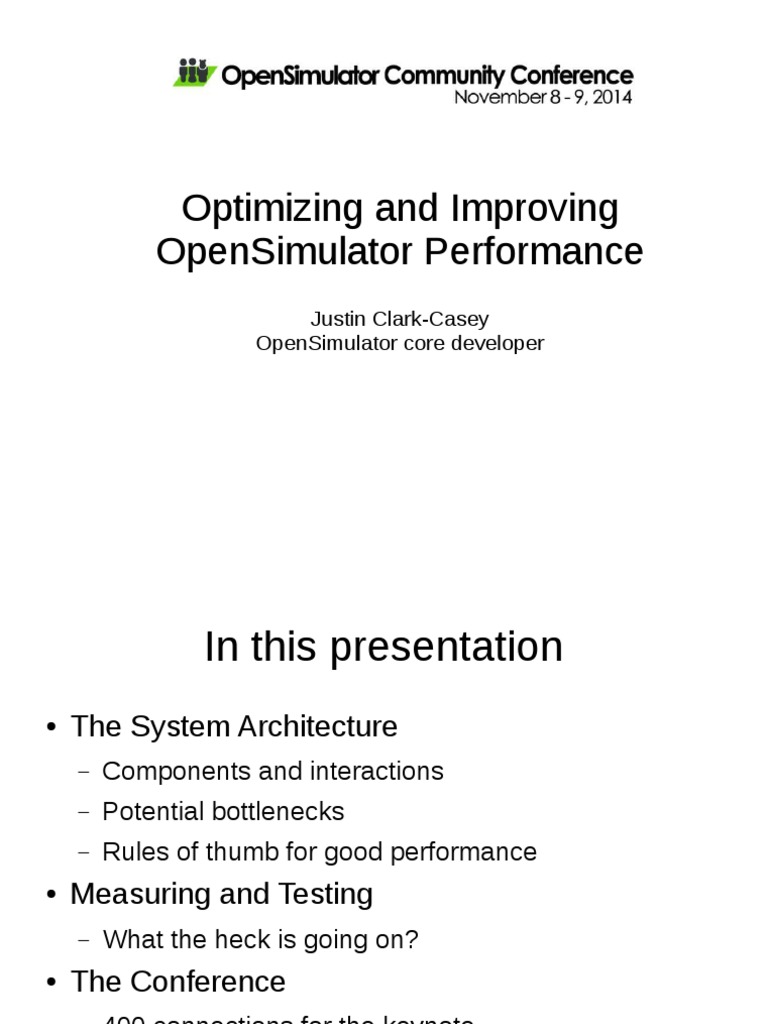 Optimizing and Improving Opensimulator Performance | PDF | Grid Computing | Hypertext Transfer ...