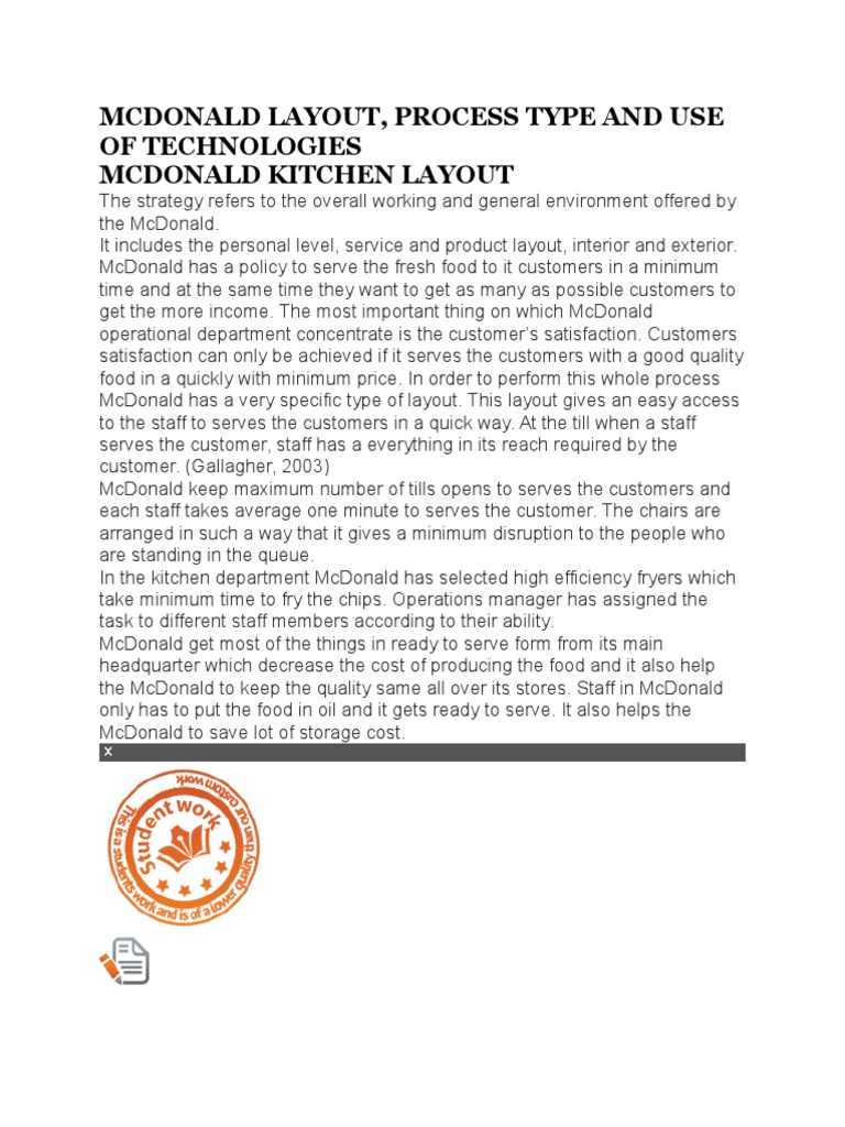 Mcdonald Layout | PDF | Warehouse | Point Of Sale