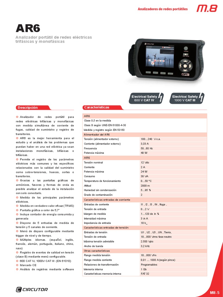 Circutor AR6 Serie Datasheet | PDF | Energia electrica | Corriente ...