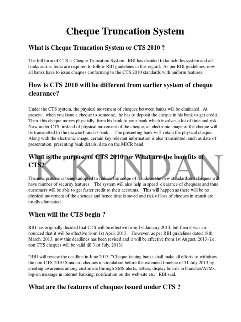 Cheque Truncation System | PDF | Financial Technology | Finance & Money Management