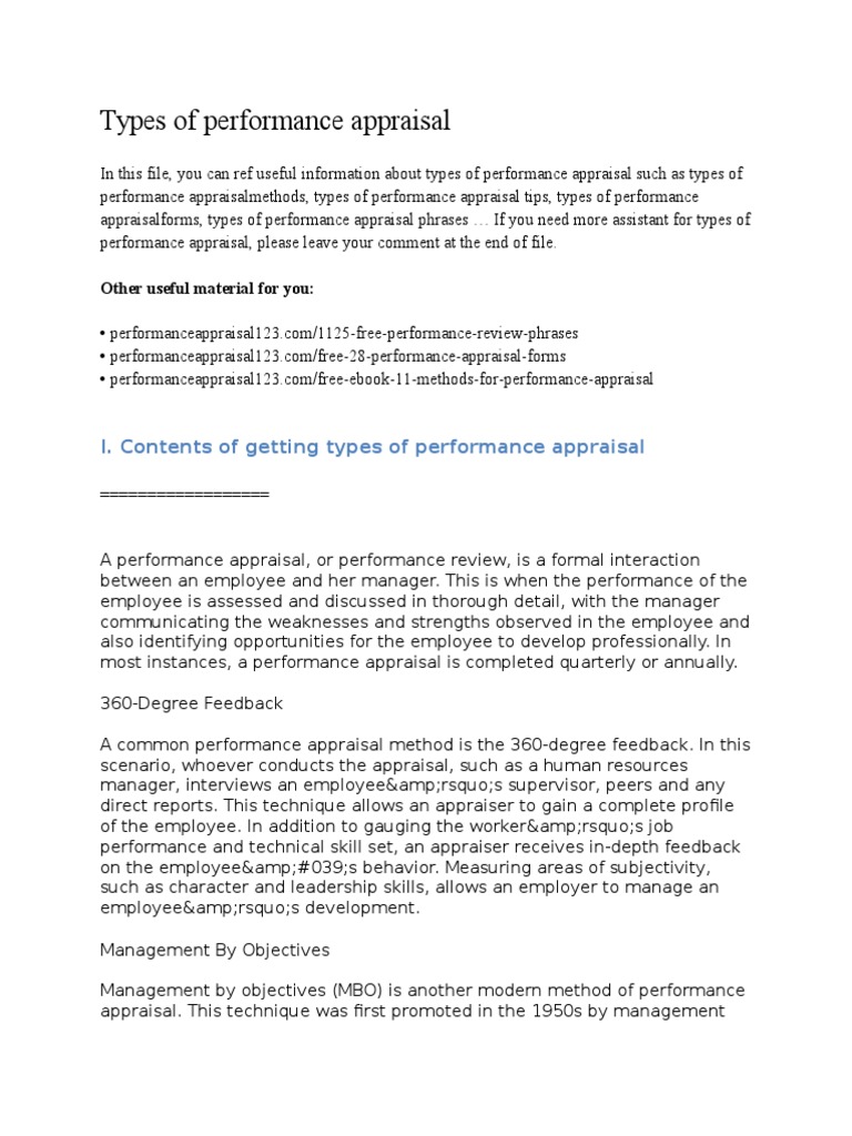 Performance Appraisal Guide | PDF | Performance Appraisal | Employment
