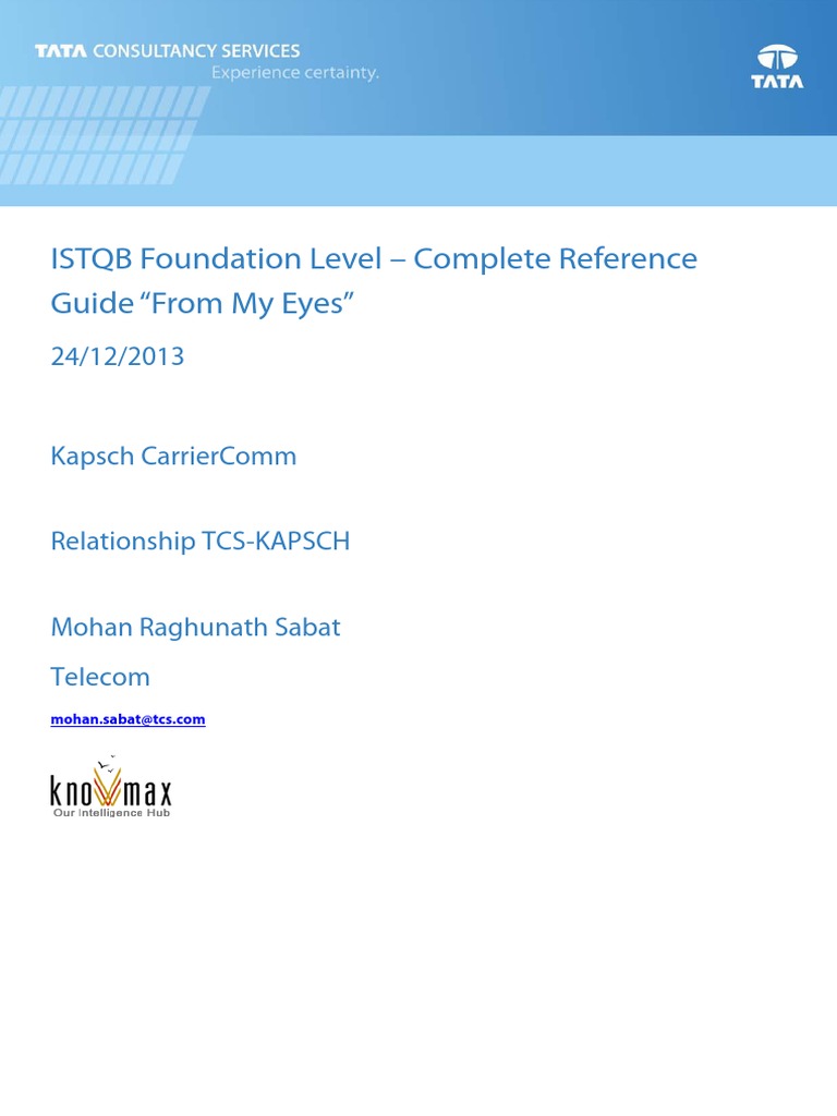 ISTQB Foundation Level - Complete Reference Guide "From My Eyes" PDF ...