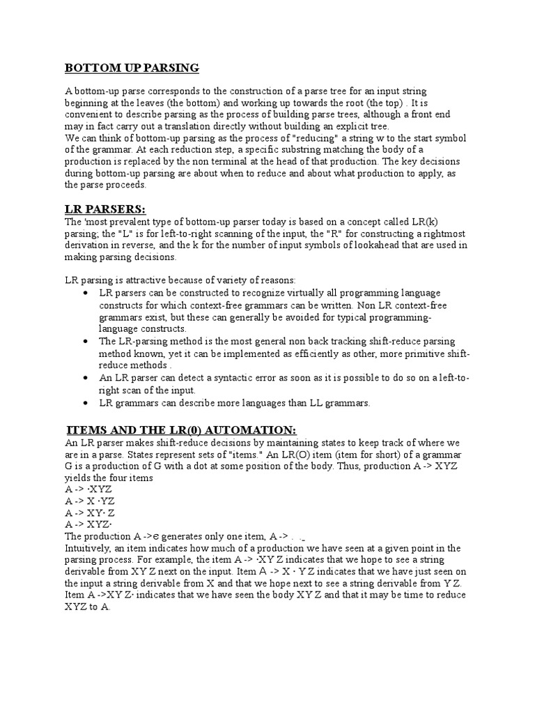 Bottom Up LR (0) Parsing in C. | Download Free PDF | Parsing | Metalogic