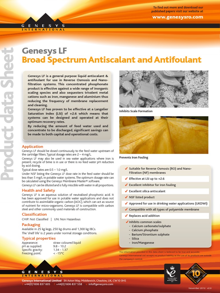 Genesys LF Chemical | PDF | Membrane | Water