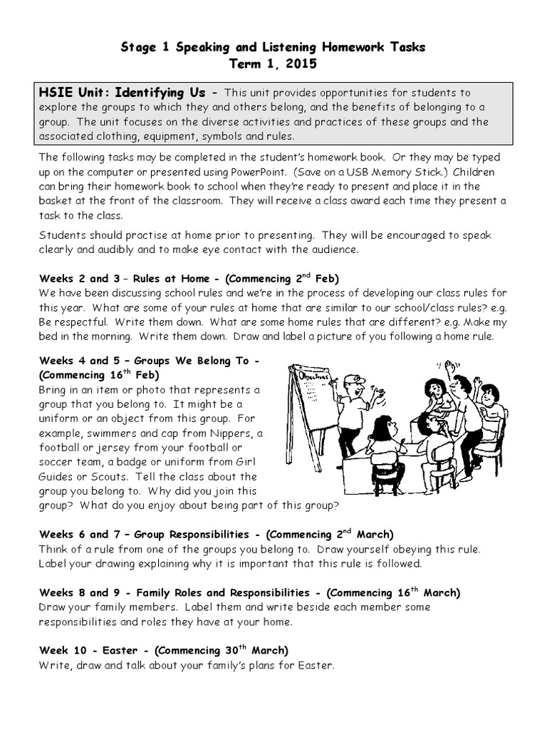 Stage 1 Homework: Speaking & Listening Tasks | PDF