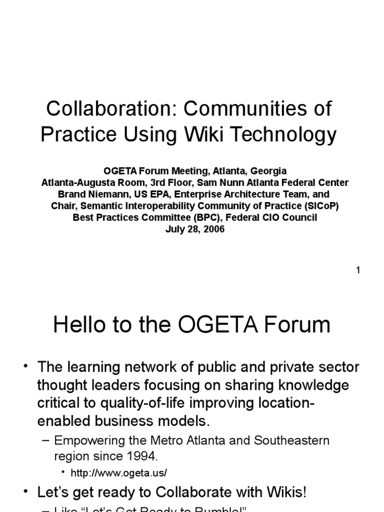 Collaboration: Communities of Practice Using Wiki Technology | PDF ...