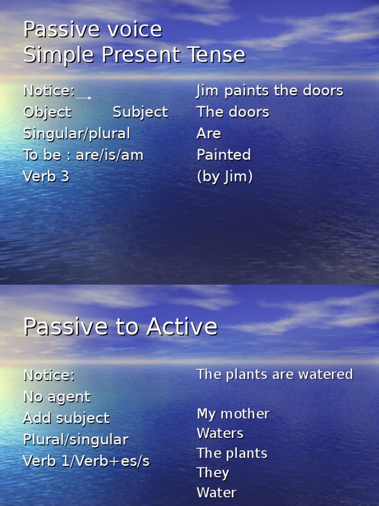 Passive Voice Simple Present Tense | PDF