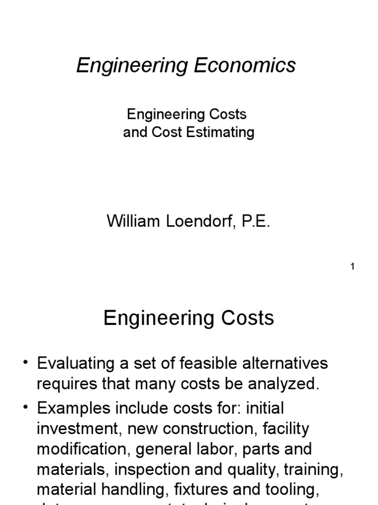 Engineering Cost Analysis and Estimation | PDF | Cost | Life Cycle ...