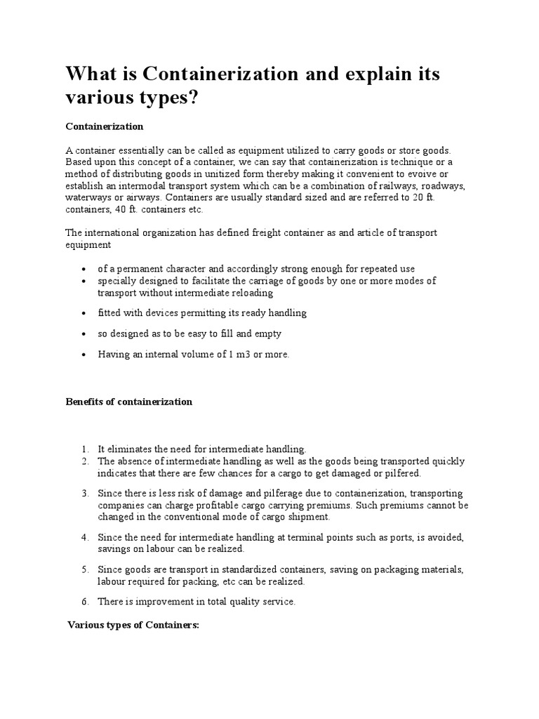 What Is Containerization and Explain Its Various Types | PDF ...