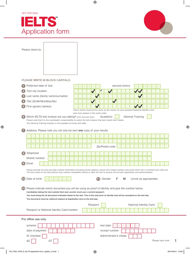 Ielts Application Form | International English Language Testing System ...