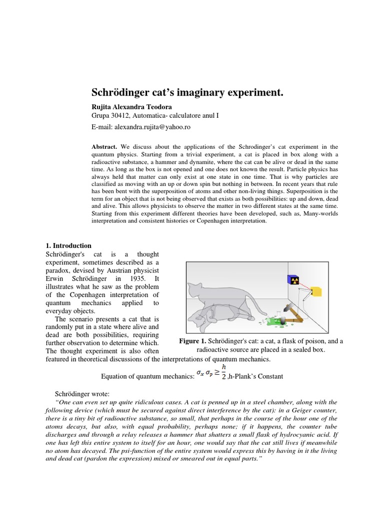 Schrodinger's Cat | PDF | Many Worlds Interpretation | Quantum Mechanics