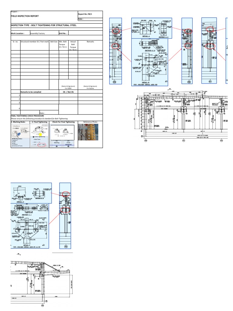 Field Inspection Report for Structural Steel Bolt Tightening | PDF ...