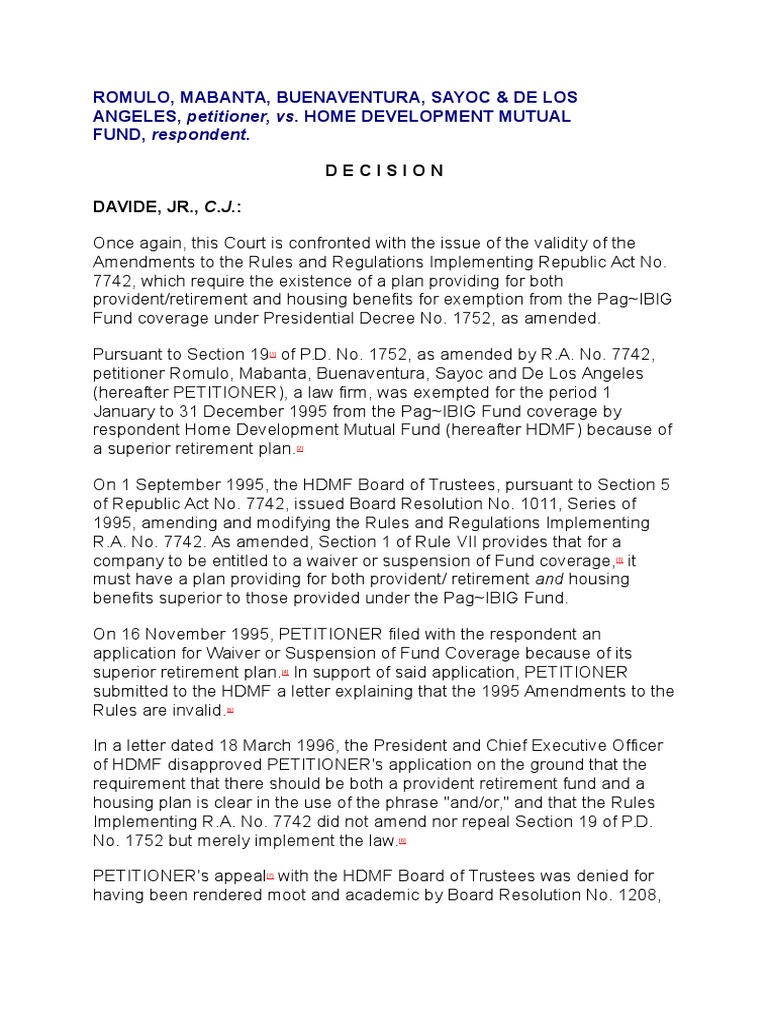 Romulo, Mabanta, Buenaventura, Sayoc & de Los Angeles vs. Home ...