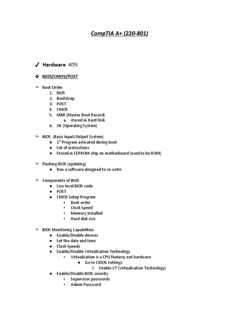 Notes - CompTIA A+ (220-801) PDF | Download Free PDF | Bios | Printer ...