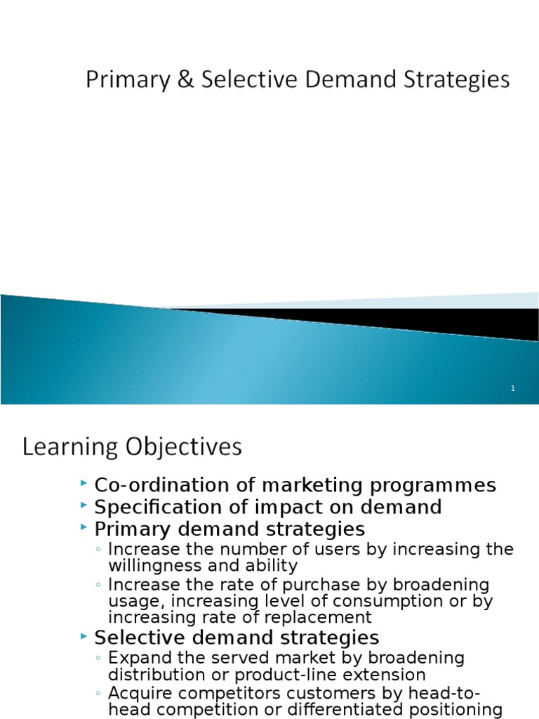 Primary Selective Demand Strategies Pdf Strategic Management Demand