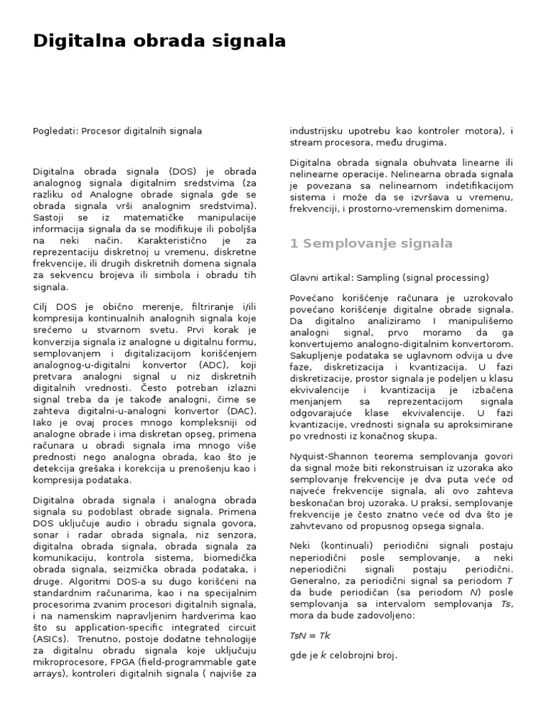 Digitalna Obrada Signala | PDF