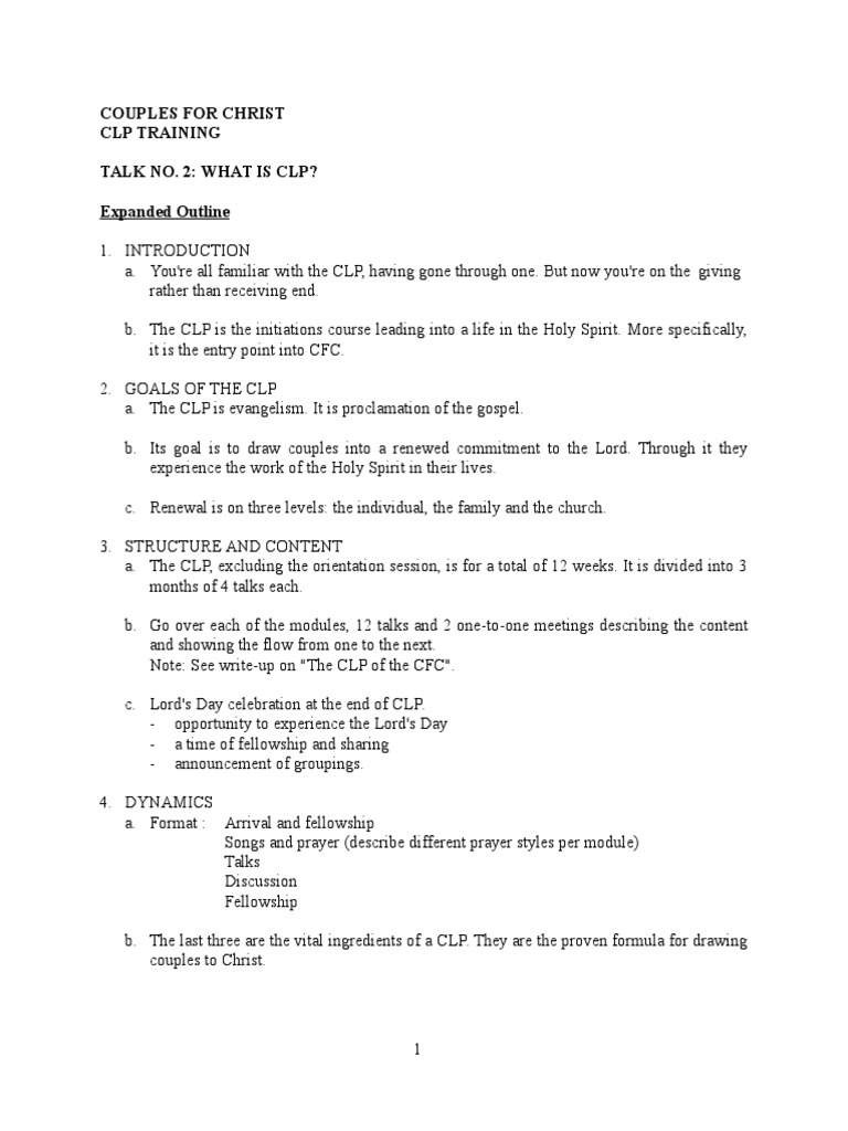 CFC CLP Training Talk 2 Expanded | Christian Belief And Doctrine ...