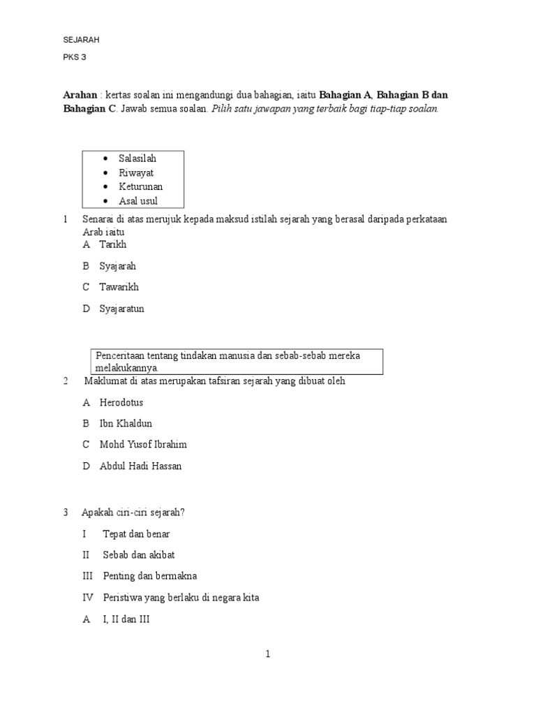 SEJARAH Tingkatan 1 Final | PDF